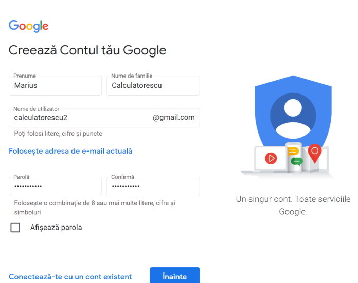 Cum faci o adresă (cont) de Gmail